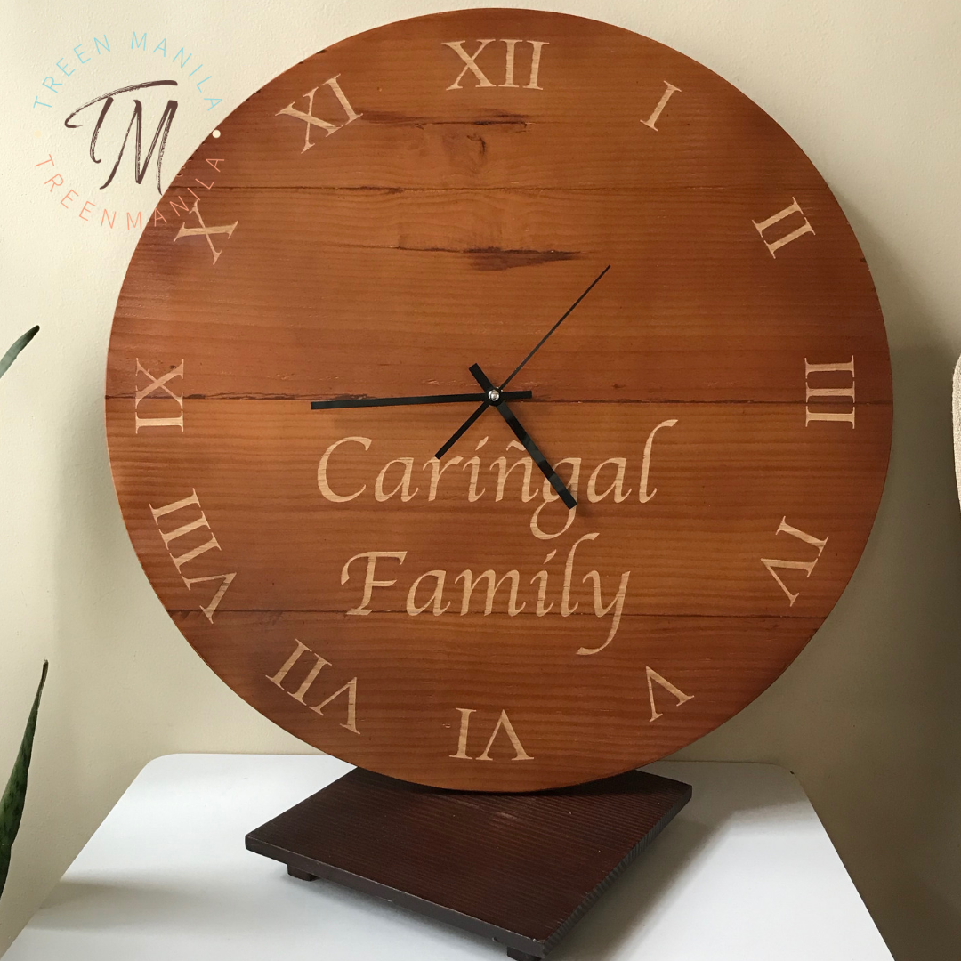 Full Engraved Wooden Clock – Treen Manila