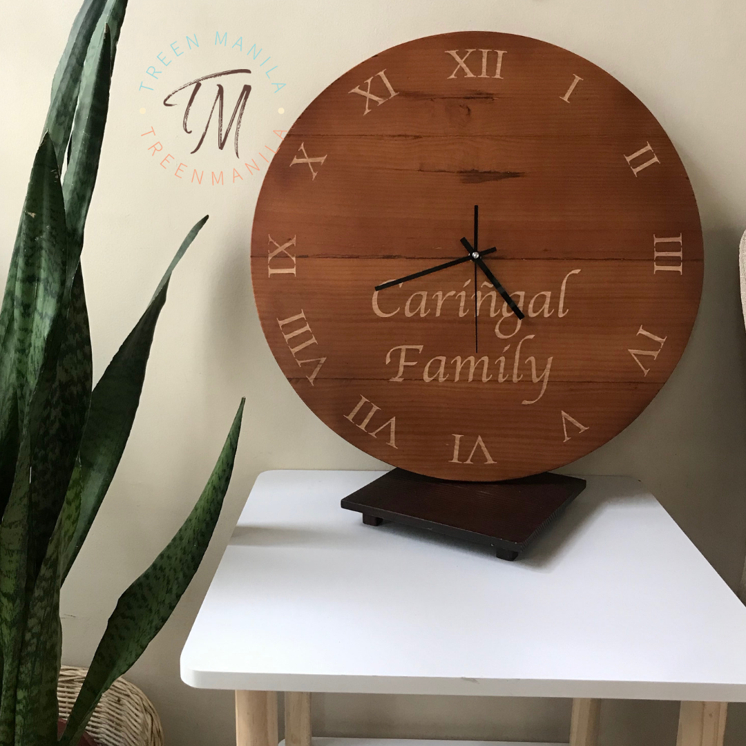 Full Engraved Wooden Clock – Treen Manila