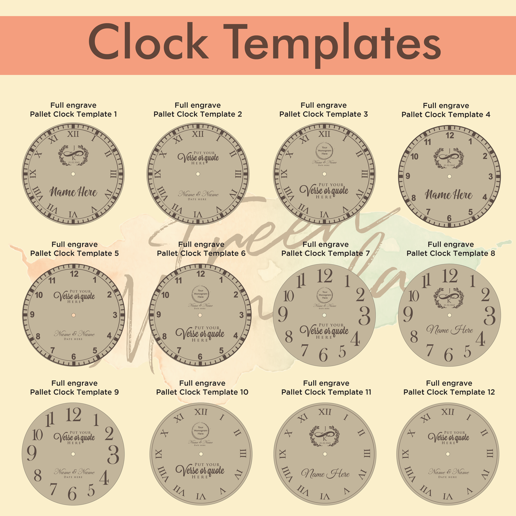 Full Engraved Wooden Clock – Treen Manila